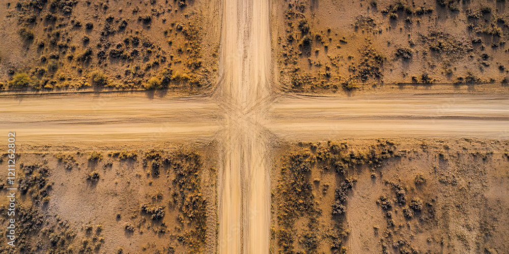Top down view cross section, road intersection drone photography aerial ...