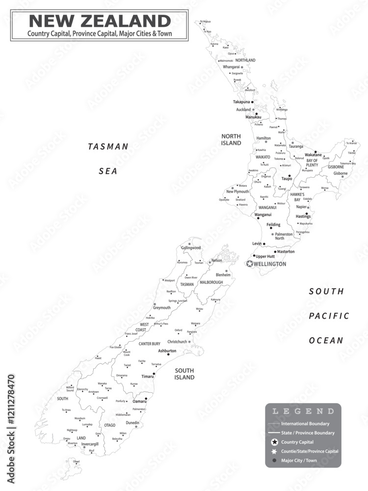 Australian Countries Geography Political map. Political map of country ...