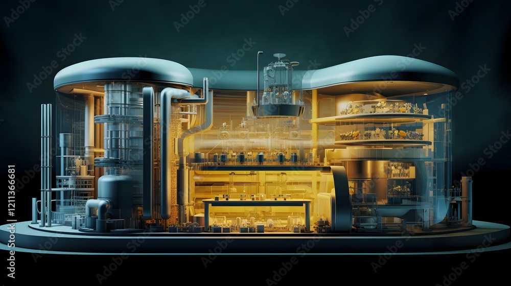 Detailed Cross section of a Nuclear Reactor Showing Its Internal ...