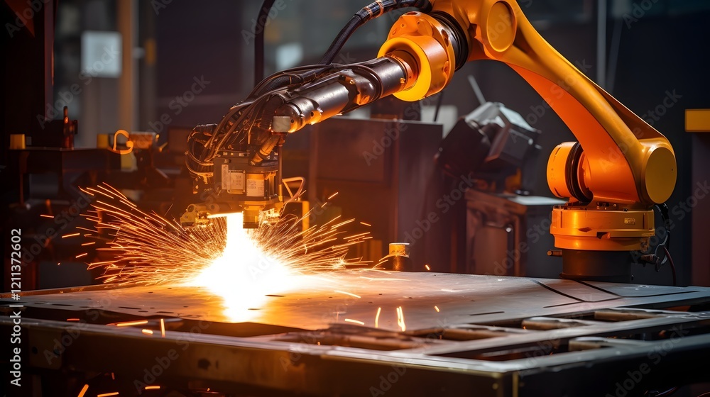 Robotic arm with advanced laser technology performing precise welding ...