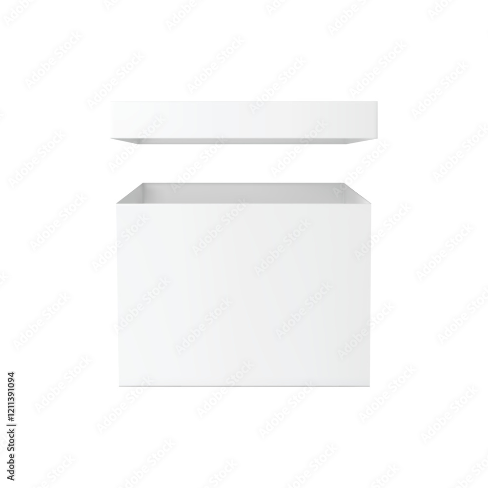 Blank White Open Square Box with Removable Lid for Design Vector Stock ...