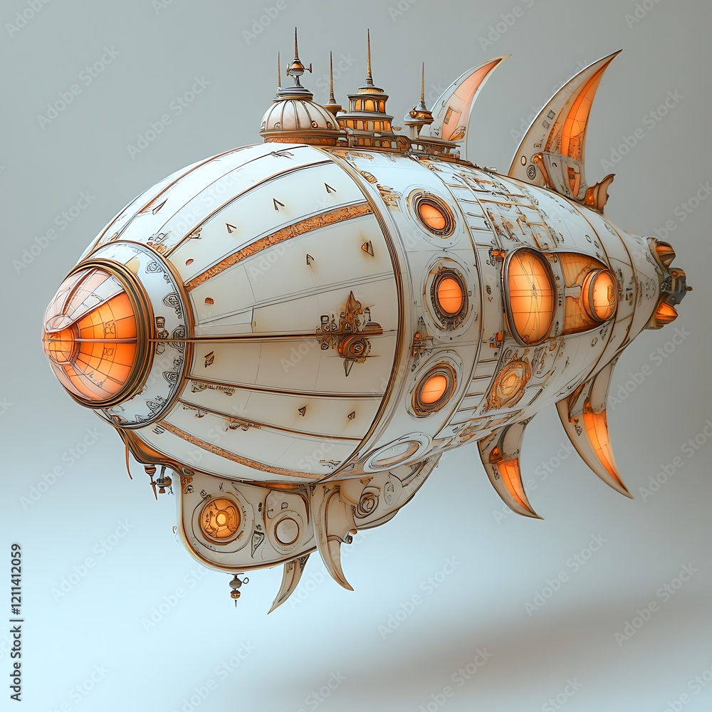 Papercraft steampunk airships, detailed 3D paper models of fantastical ...