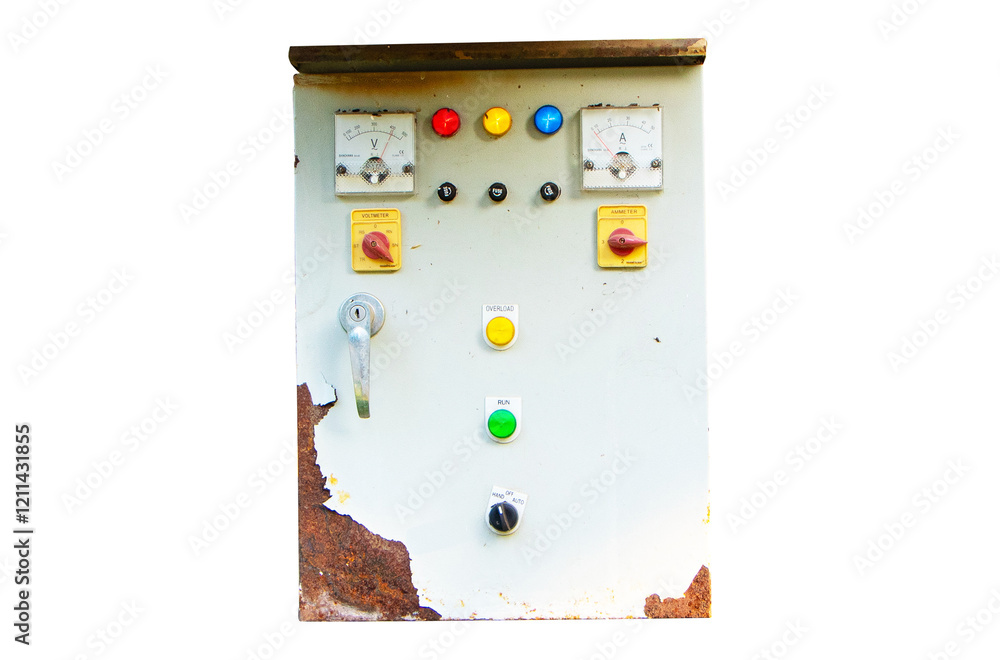 Old temporary electrical distribution electric small control box ...