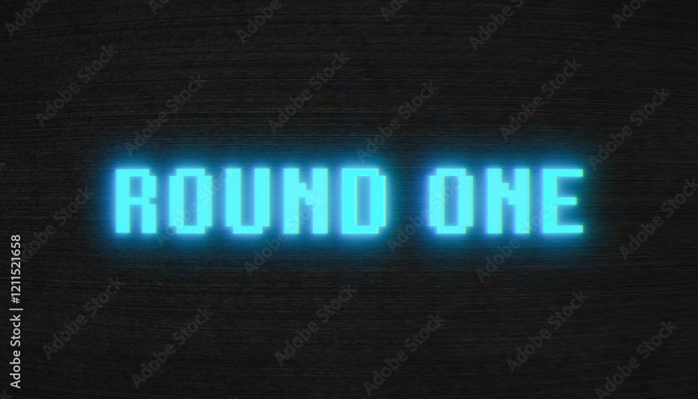 Illustation animation of the title animation of round one in neon blue ...