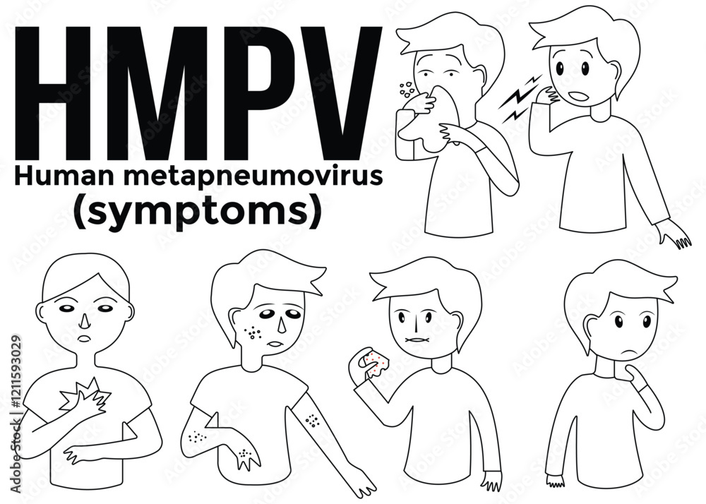 HMPV virus attack symptoms icon. Human metapneumovirus vector ...