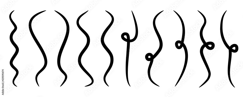 Set thick line elements are snaking. Hand drawn Swoosh vector letter ...