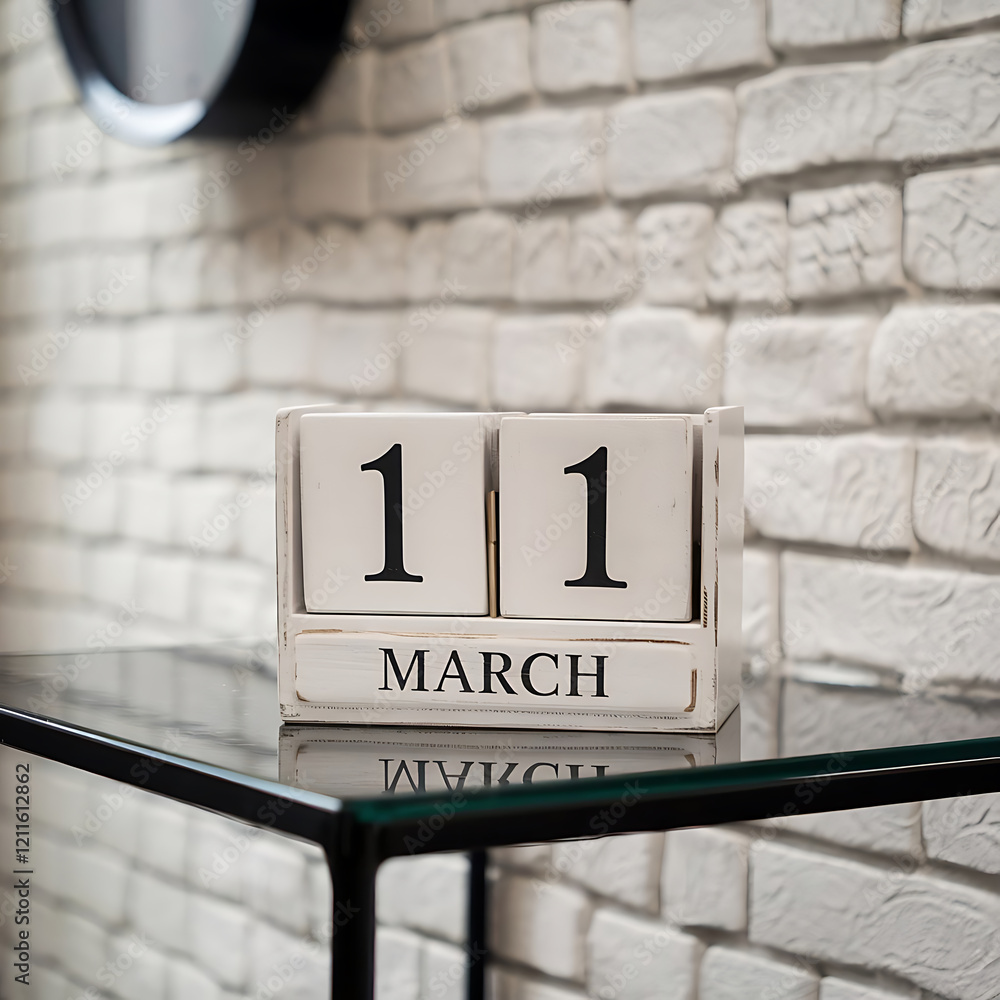 Modern Clock and Calendar Setup for Your Desk Highlight March 11 Stock ...
