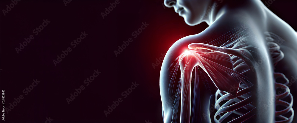 X-ray of a shoulder with highlighted inflammation, representing joint ...