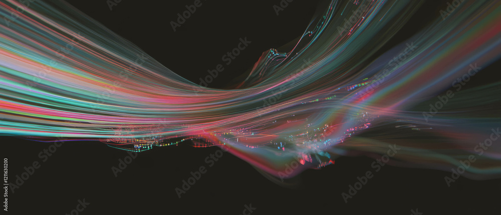Abstract visualization of 3D Sankey diagrams illustrating data flow and ...
