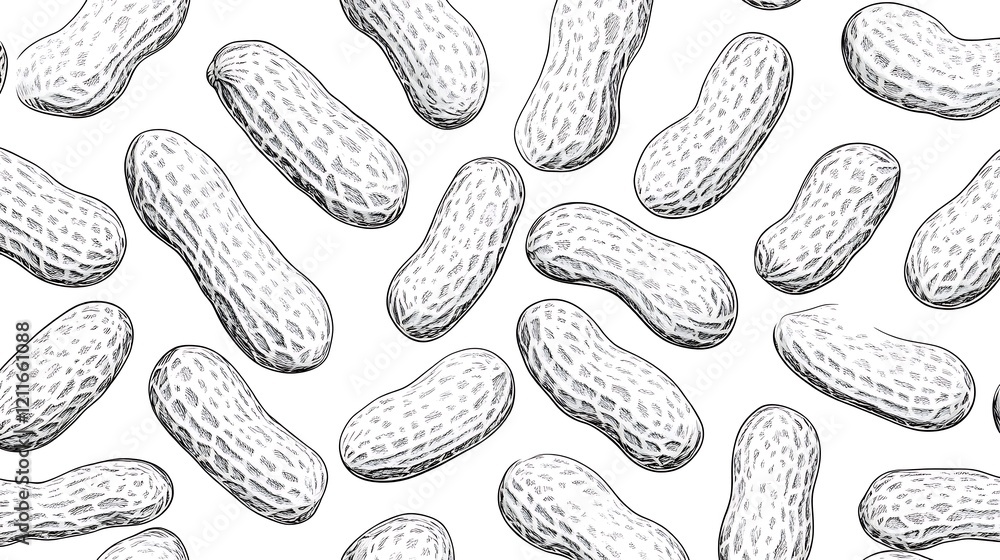 Detailed Hand-Drawn Illustrations of Peanuts on a Clean White ...