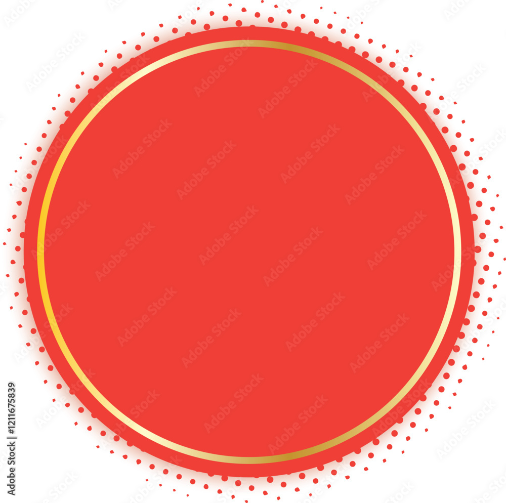 Simple Red Circle Banner with Gold Circle Border and Red Dot Circle Background Stock Vector ...