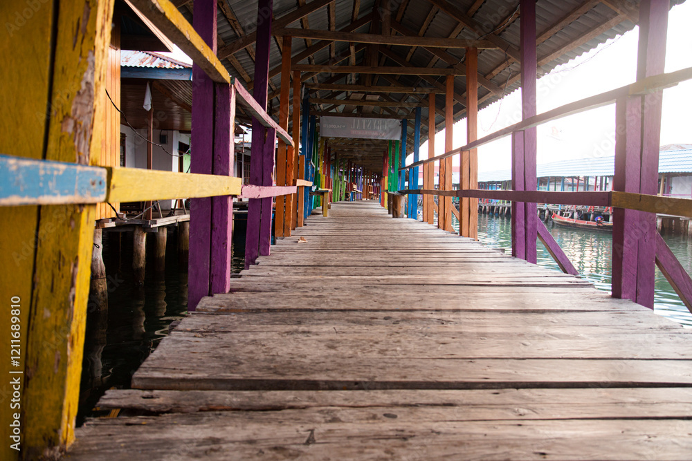 Wooden bridges and corridors that connect one house to another in the ...