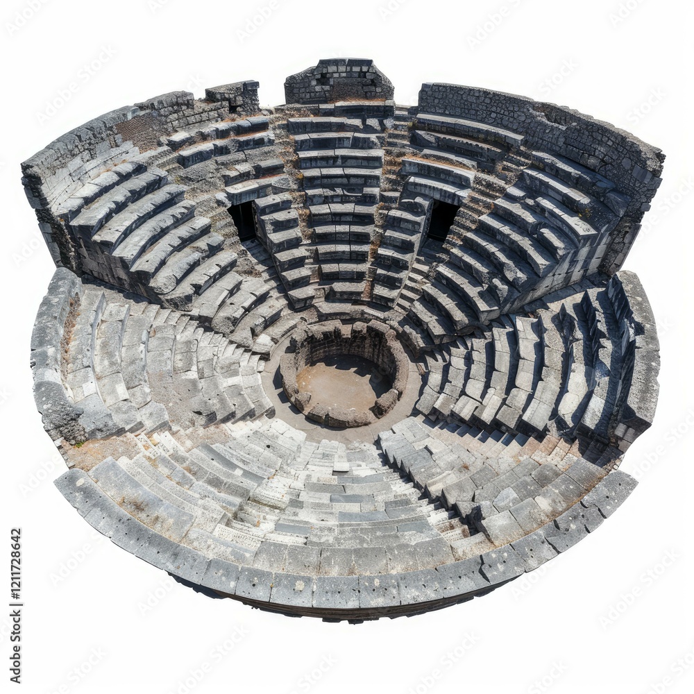 Fisheye view of odeon of termessos, an ancient roman theatre, isolated ...