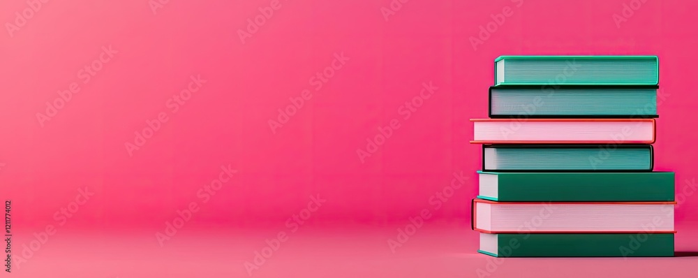 Education technology ai concept. Colorful stacked books on a vibrant ...