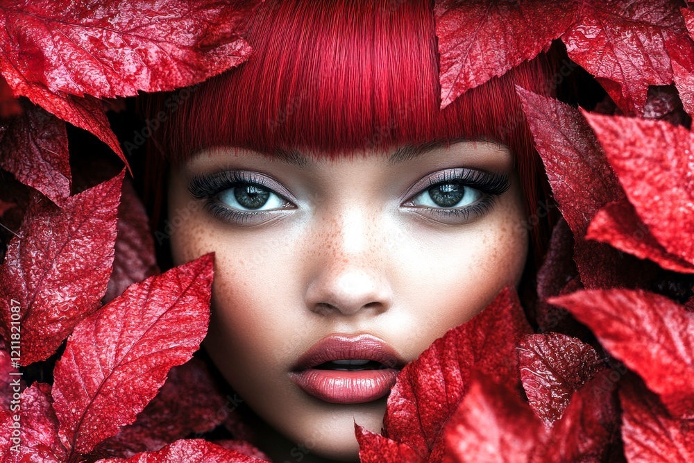 Short coiffure - red hair. Commercial ad campaign visual idea graphic ...