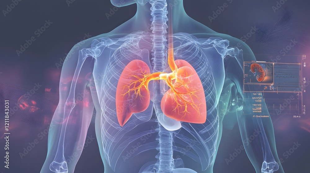 Clear and precise 3D visual of human heart and lungs anatomy with a ...