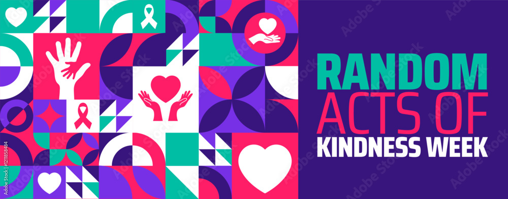 National random acts of kindness week geometric shape pattern background banner or poster design ...