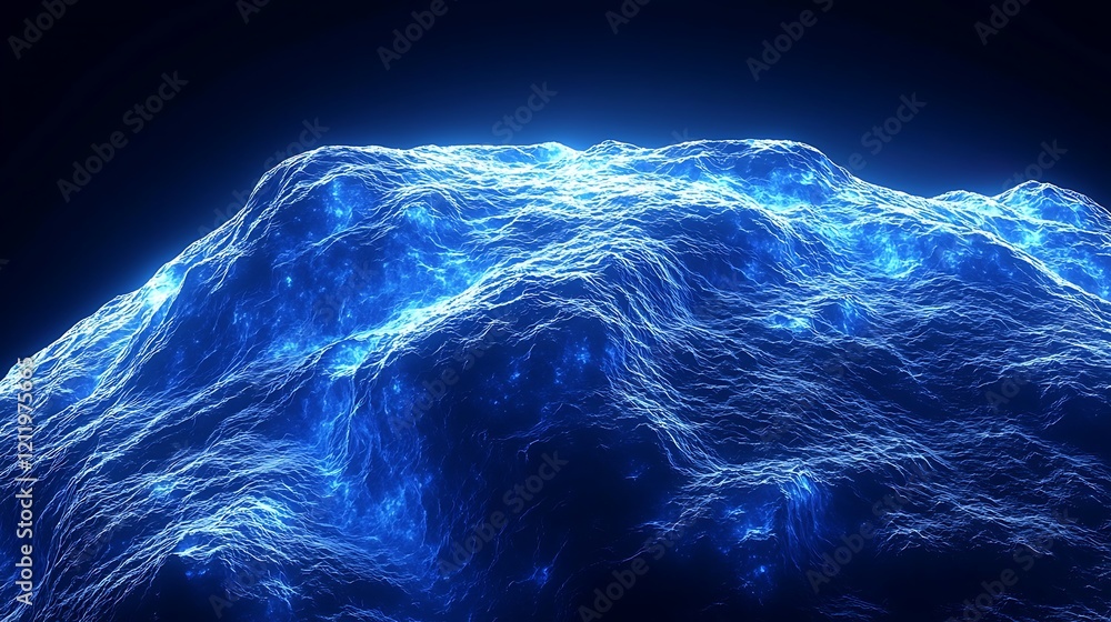 Glowing blue alien landscape, cosmic background, sci-fi scene, digital ...