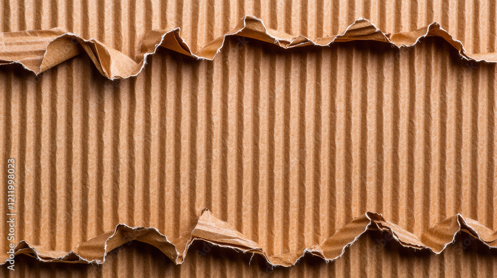 Crumpled corrugated cardboard texture with wavy edges and lines Stock ...