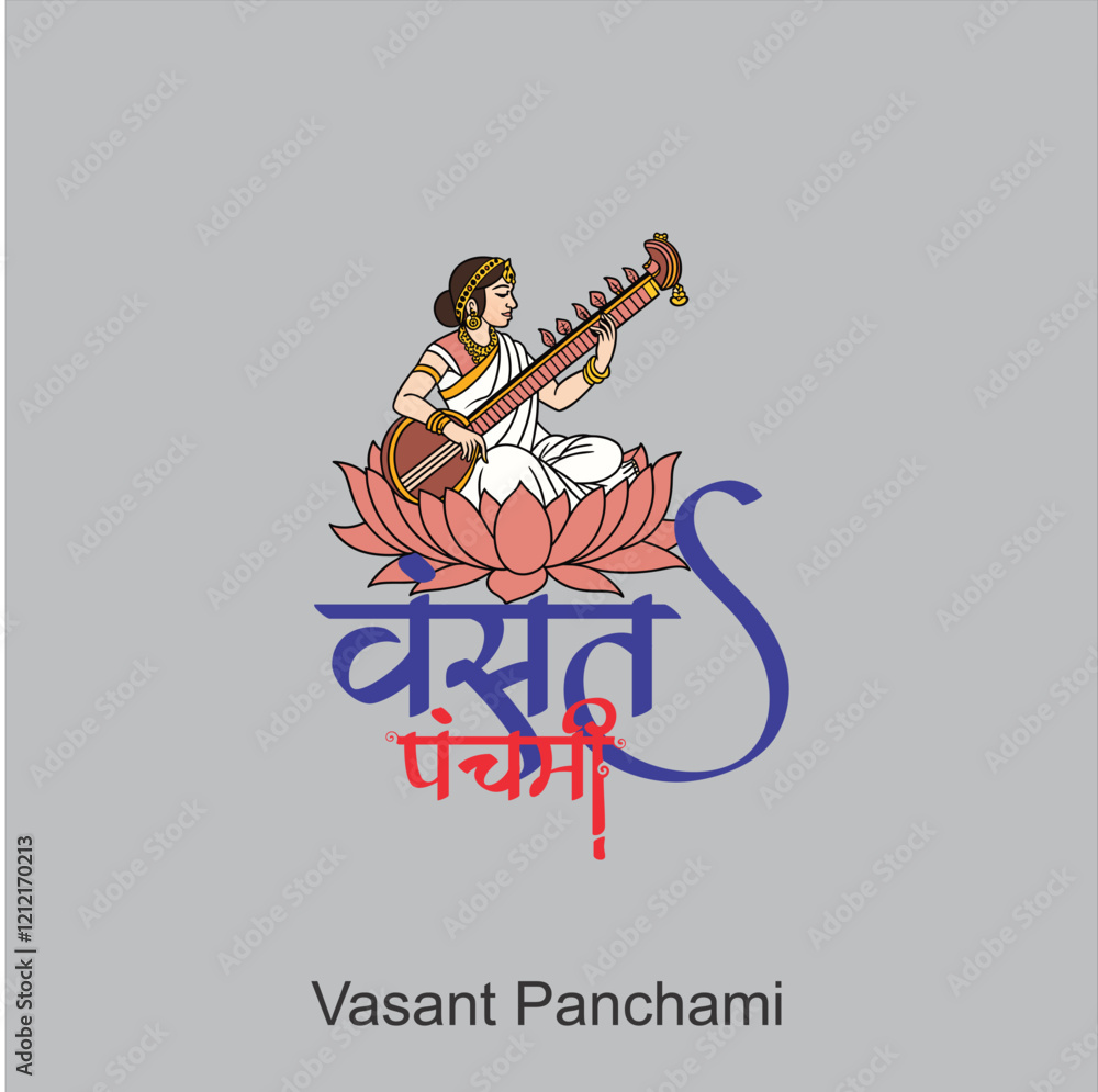 Vector de Stock Happy Vasant Panchami Post and Greeting Card Design ...