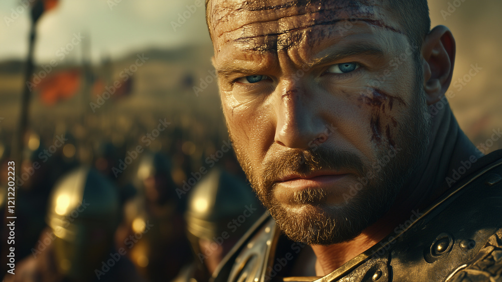 A photograph depicting the face of a middle-aged man with blue eyes ...