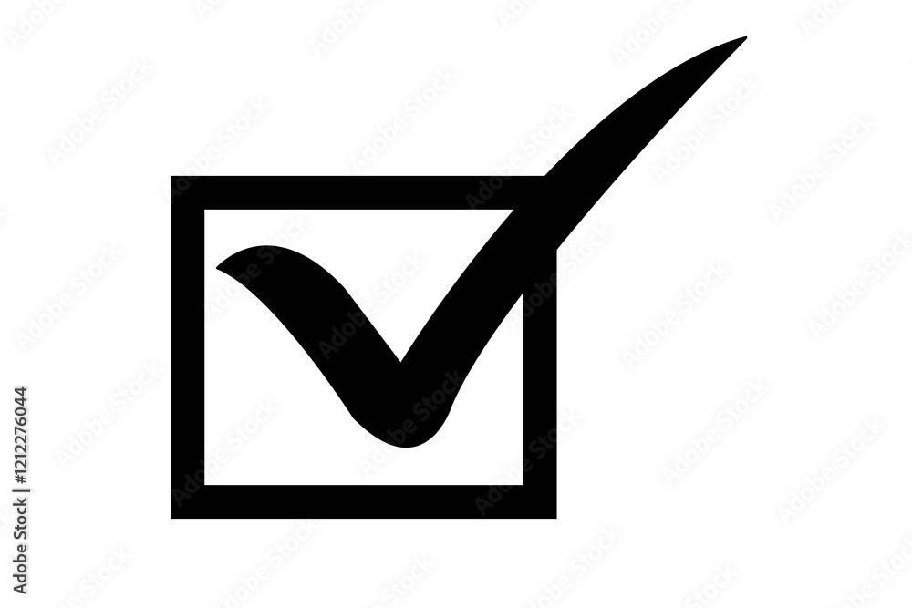Black right tick check mark box check list icon transparent background. flat style. tick icon ...
