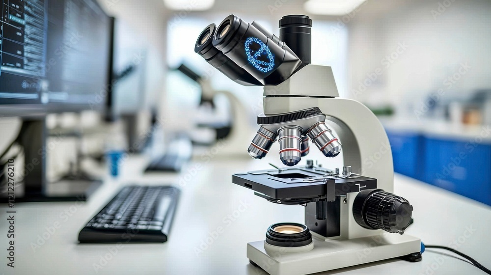 A magnified microscope image of altered DNA strands on advanced digital ...