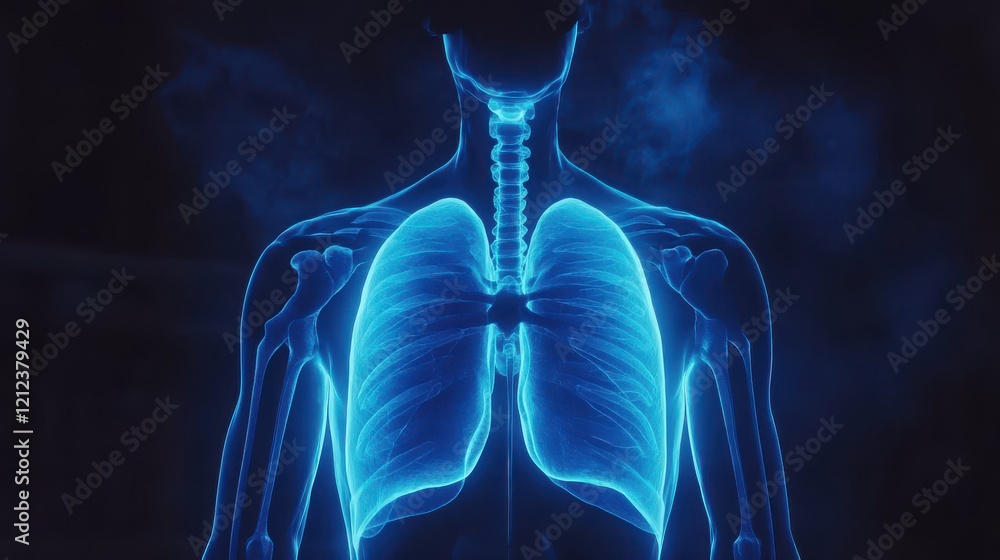 Human respiratory system: Lungs and rib cage anatomy. Detailed 3D ...