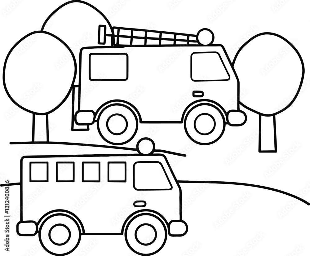 Fire Truck Rescue Coloring Page for Kids, Ambulance Coloring Page ...