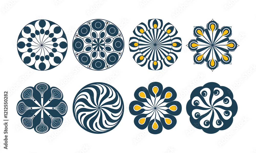 Geometric Mandala Vector Set - Decorative Circular Designs with Modern ...