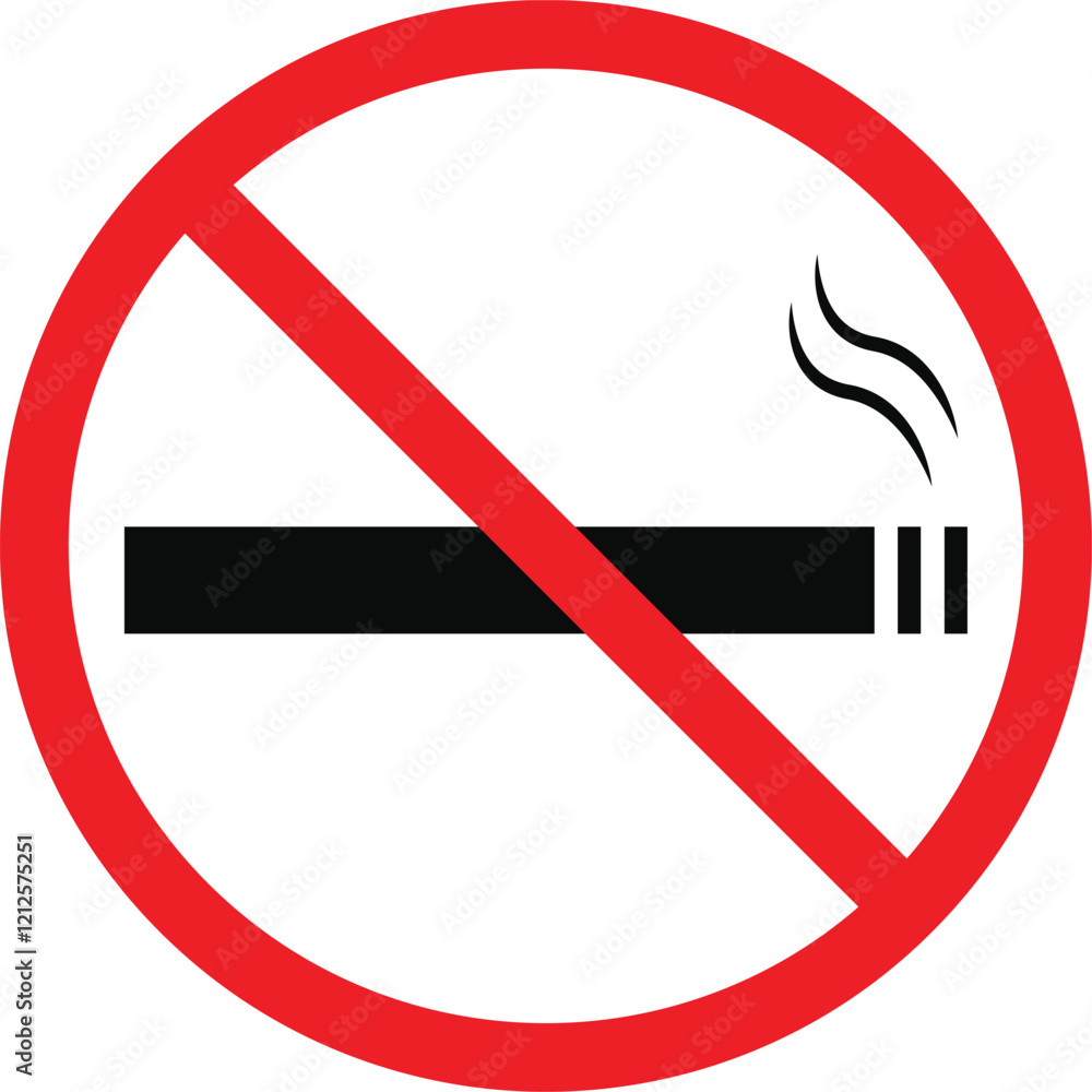 No smoking sign. Cigarette ban sign. Do not smoke warning icon. Smoking ...