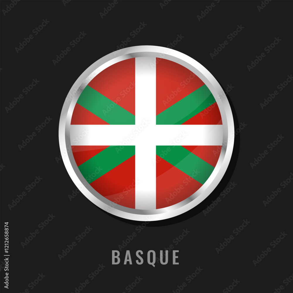 The flag of the Basque Country, also known as the Ikurrina, with a ...