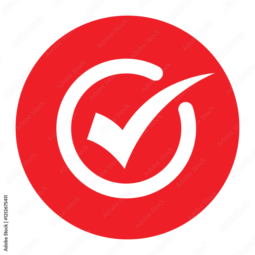 Red Tick Symbol Icons For Evaluation Quiz Stock Vector Adobe Stock