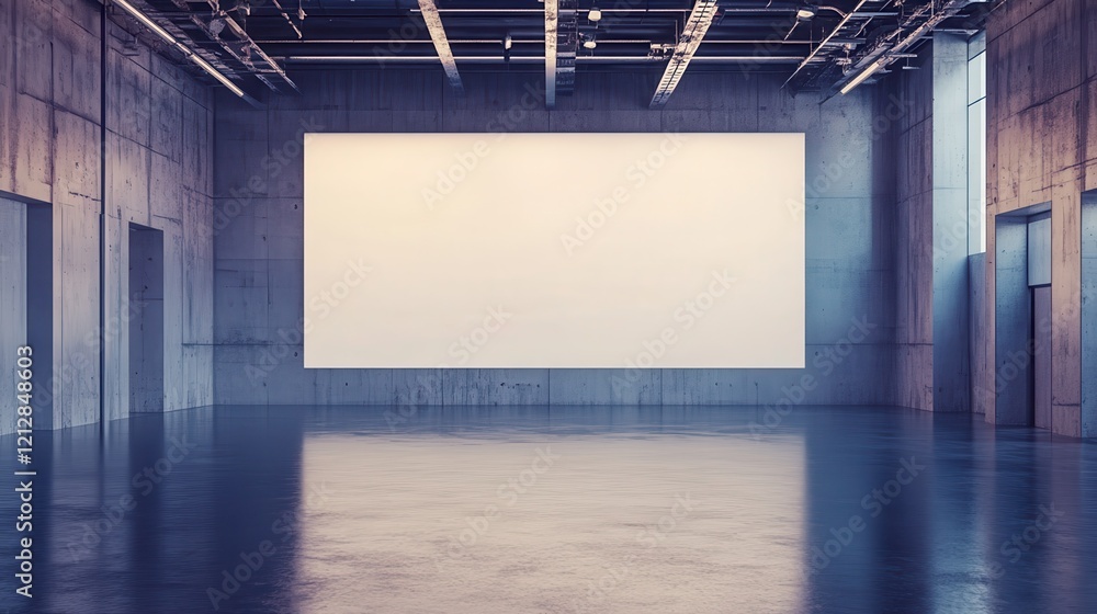 Big blank light screen instead of wall with projectors in empty ...