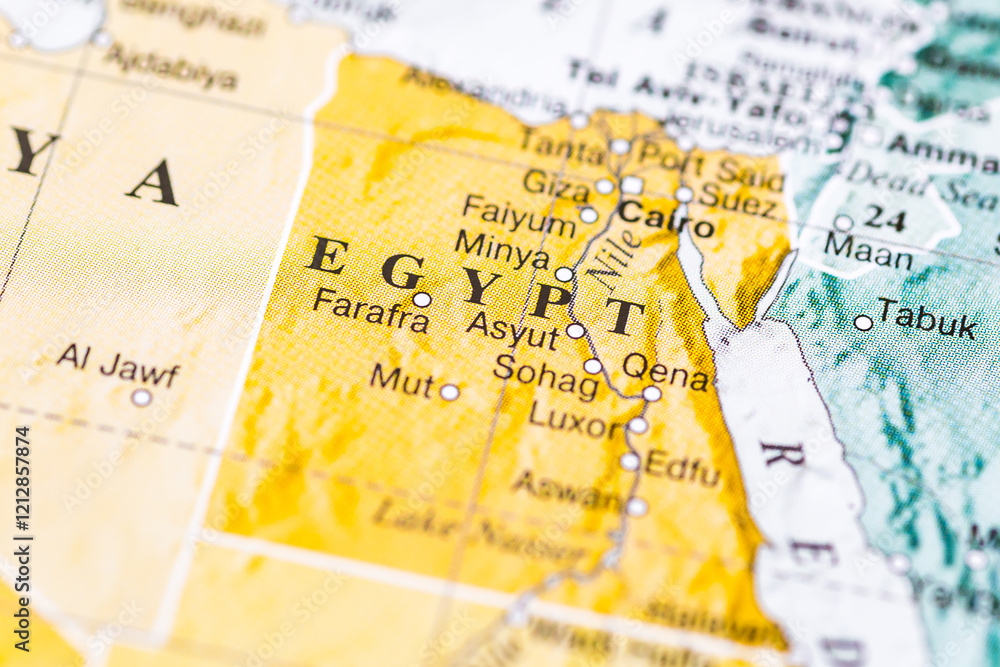 World map. Egypt on the geographical map, world tourism, destination ...