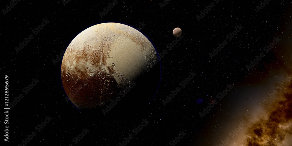 Pluto Planet with Charon Moon - Pluto is a dwarf planet and its moon ...