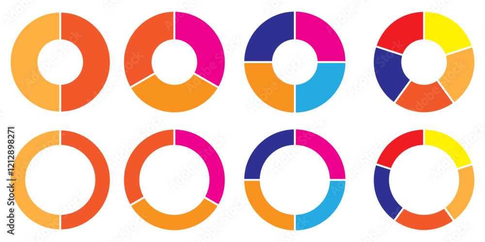 Circle division infographic icon set. Pie chart divided 4,5,6 equal ...