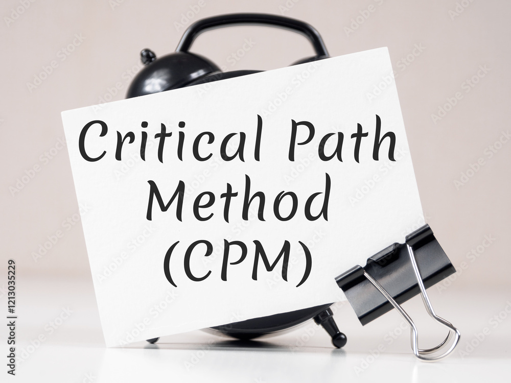 Critical Path Method (CPM) text meaning on white note paper background ...