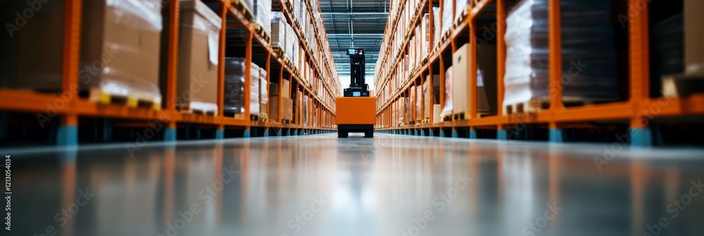 Ilustración de Stock Robotic Inventory Picker in Warehouse Aisles ...