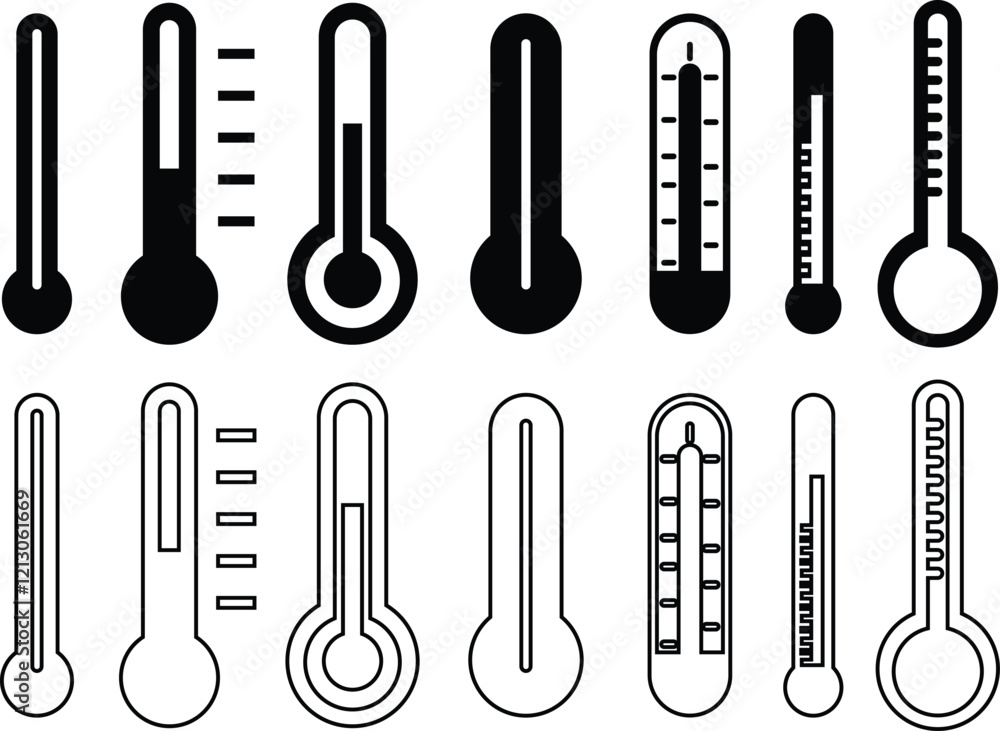 Thermometer Icon sign isolated on transparent Background Temperature ...