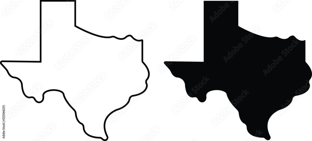 TEXAS USA state maps vector for apps or web outline boundary American ...