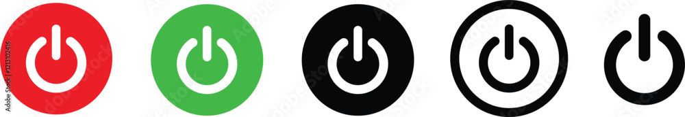 Power On Off Button icon in flat line set. vector for apps or web ...
