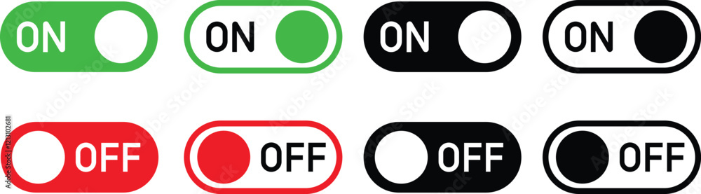 Power On Off Button icon in flat line set. vector for apps or web ...