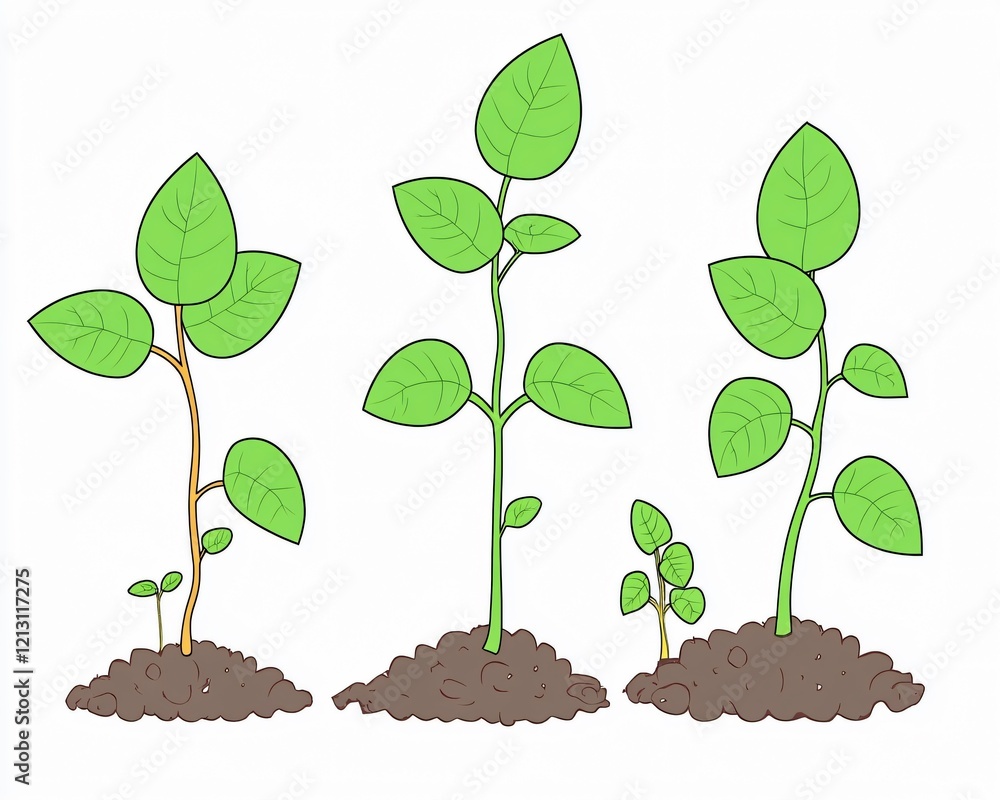 Growing Plants Stages Illustration, Seedling Development Stock ...