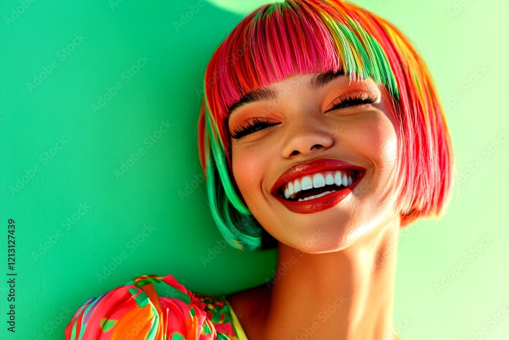 Short haircut - multicolored hair. Commercial ad visual idea. Gorgeous ...