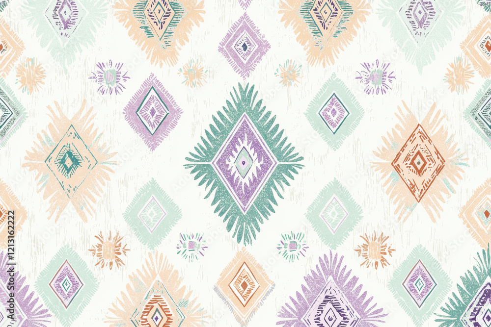 Intricate Aztec pattern in pastel tones creating a modern aesthetic ...