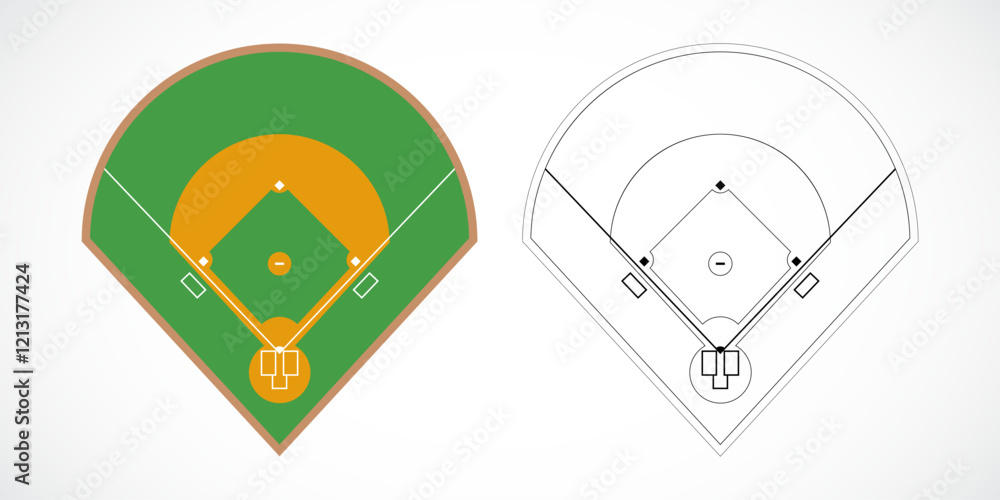 Baseball Field Layouts in Two Styles Stock Vector | Adobe Stock