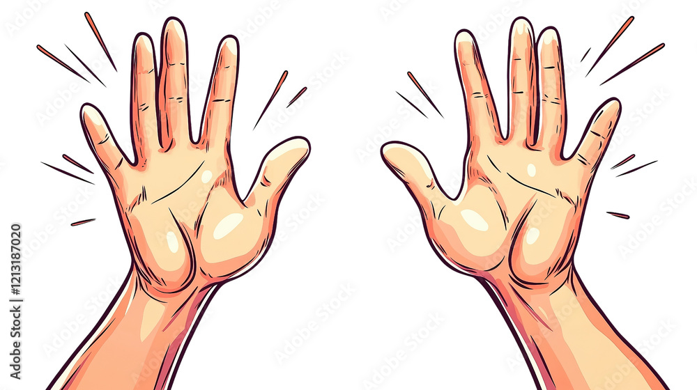 Cartoon hands raised in applause symbolizing encouragement, support ...