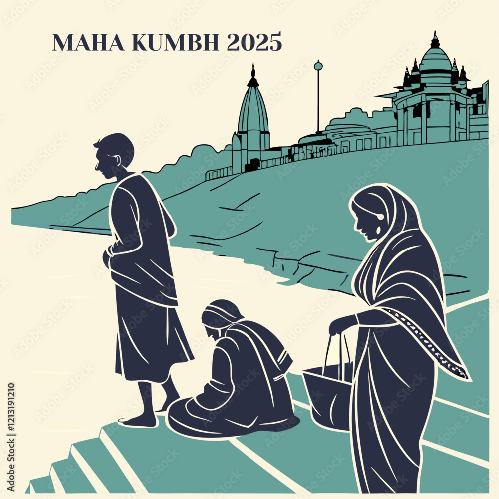 India Maha Kumbh Mela, Prayagraj, Haridwar, Nashik, and Ujjain vector ...