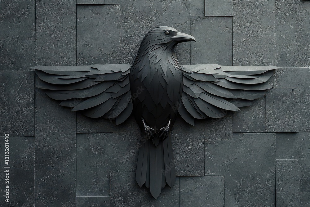 minimalist geometric raven logo in matte black combining sharp angles ...